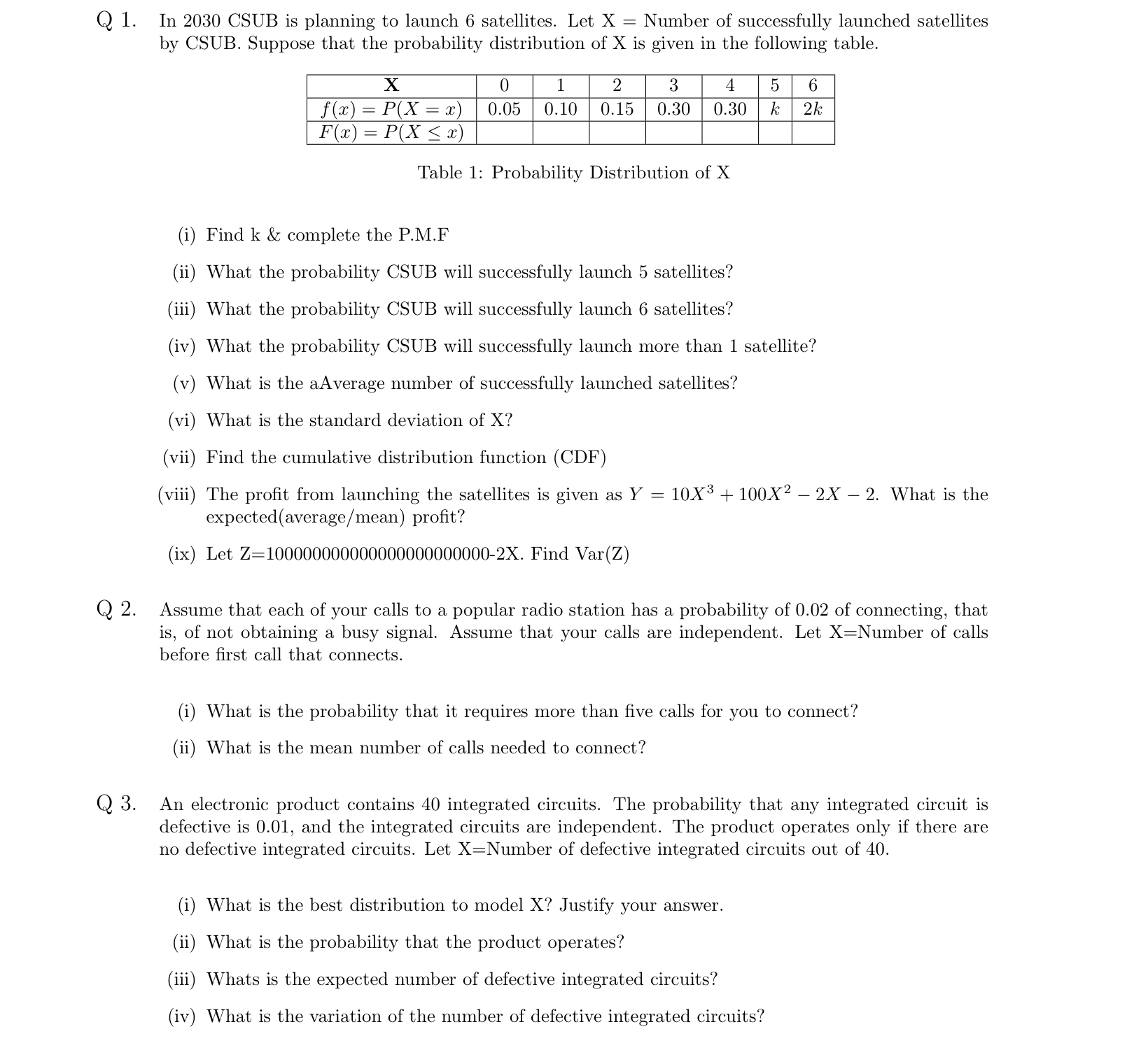 Solved Q 1. ﻿In 2030 ﻿CSUB is planning to launch 6 | Chegg.com