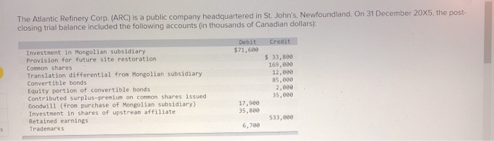 Solved The Atlantic Refinery Corp. (ARC) is a public company | Chegg.com