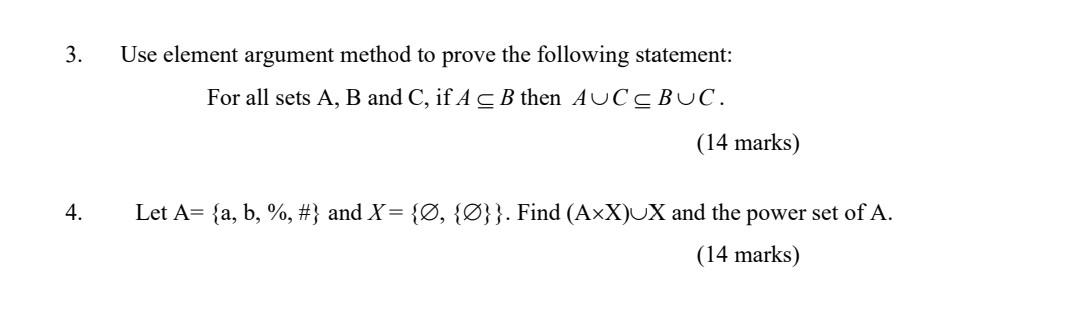 Solved 3. Use element argument method to prove the following | Chegg.com Solved 3. Use element argument method to prove the following | Chegg.com