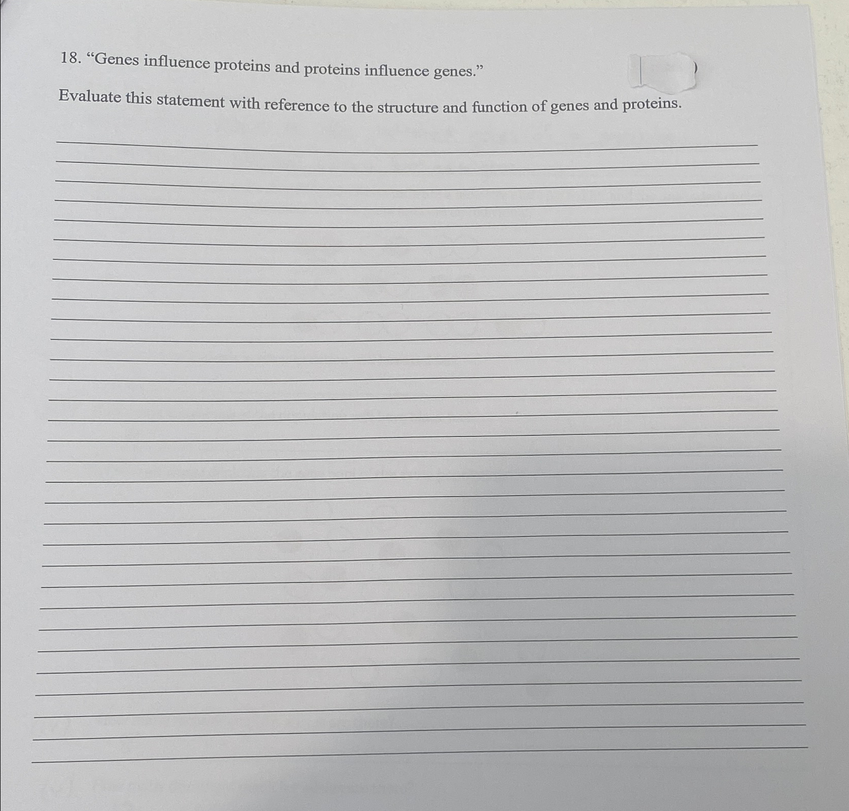 Solved "Genes influence proteins and proteins influence | Chegg.com