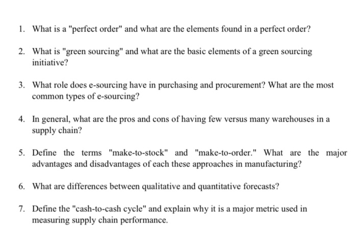 Solved 1. What is a "perfect order" and what are the | Chegg.com