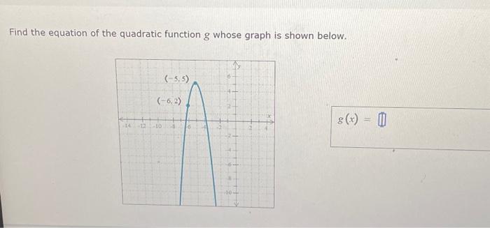 Solved Find the equation of the quadratic function g whose | Chegg.com