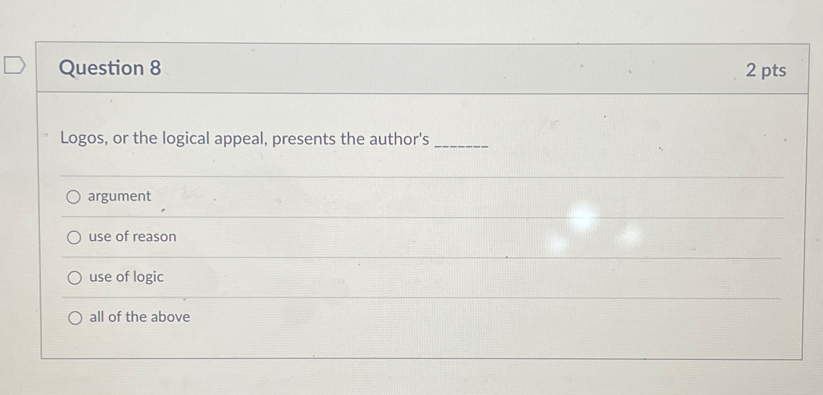 Solved Question 82 ﻿ptsLogos, or the logical appeal, | Chegg.com
