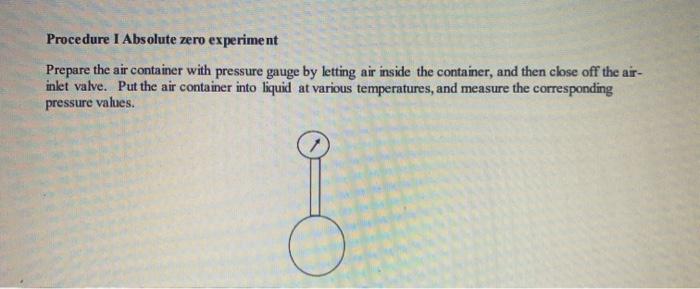 Solved Procedure 1 Absolute zero experiment Prepare the air | Chegg.com
