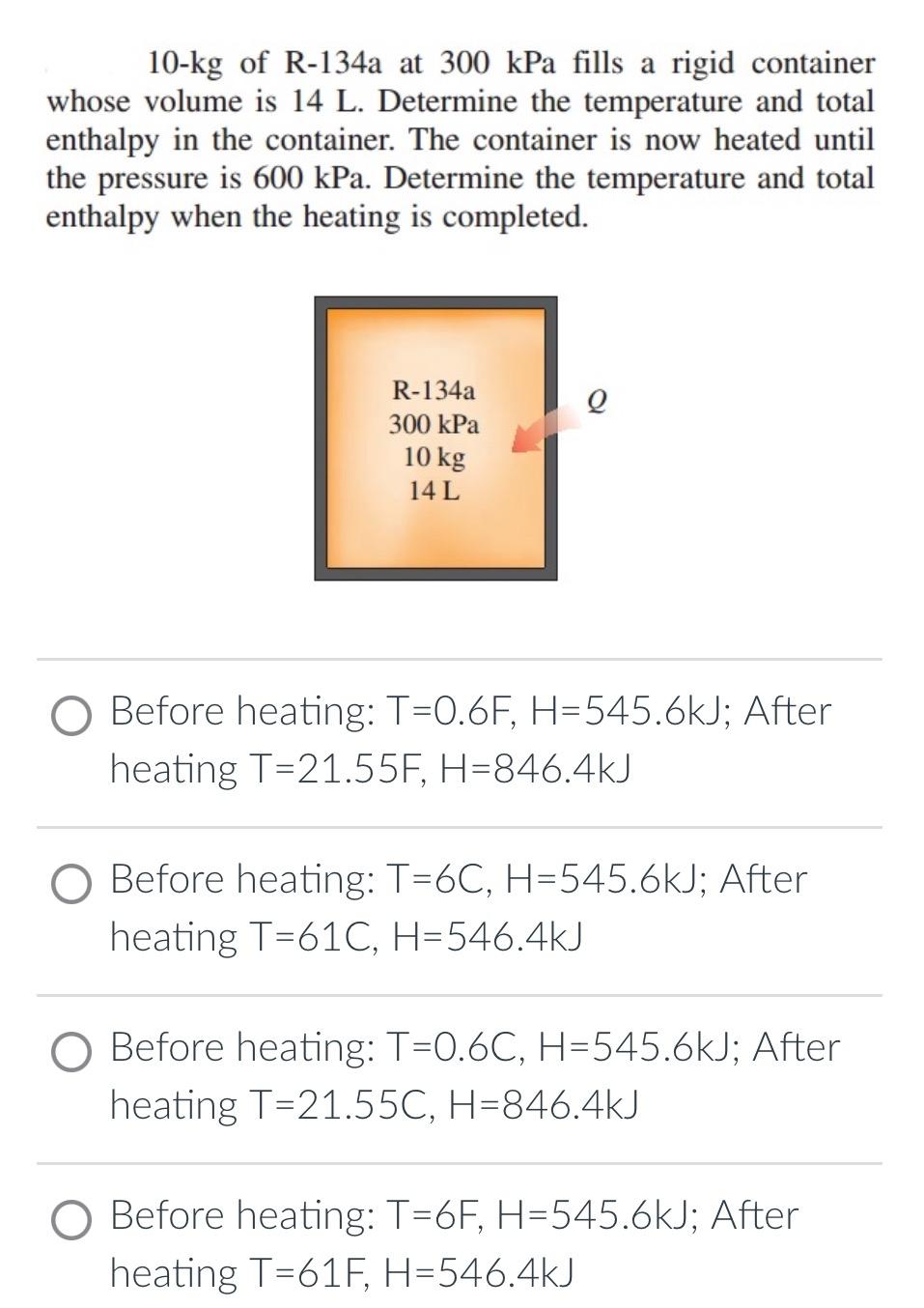 Solved 10-kg of R-134a at 300kPa fills a rigid container | Chegg.com