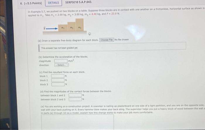 Solved In Example 5.7, we pushed on two blocks on a table. | Chegg.com