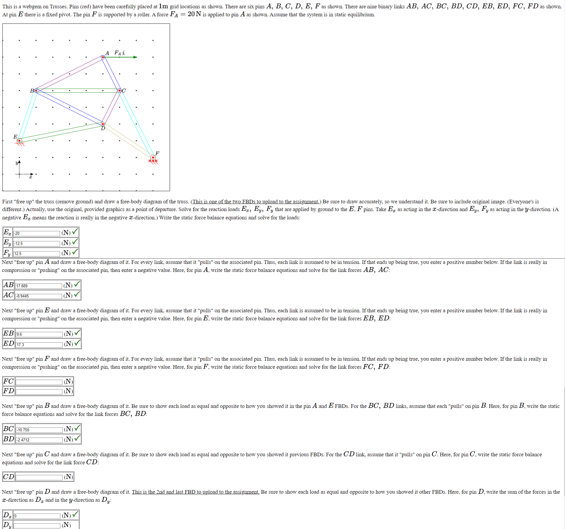 Solved I have solved for the loads that have a check mark | Chegg.com