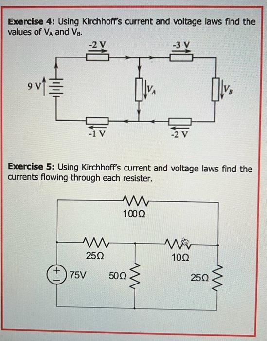 Solved Exercise 4: Using Kirchhoff's current and voltage | Chegg.com