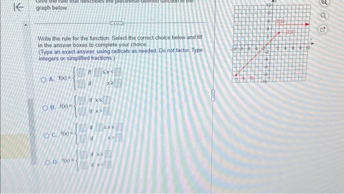 Solved K olve the rule that descr graph below. OA. f(x) = { | Chegg.com