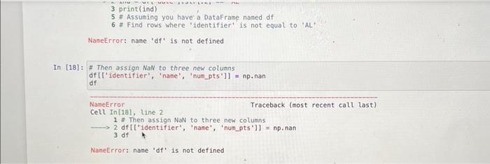 Solved 3 print (ind) 5 \# Assuming you have á DataFrame | Chegg.com