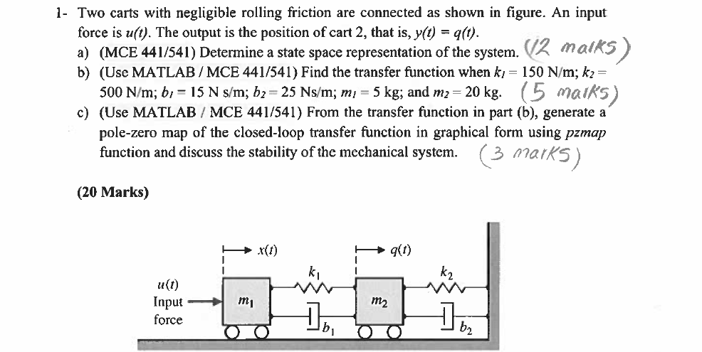 Solved 1- ﻿Two carts with negligible rolling friction are | Chegg.com