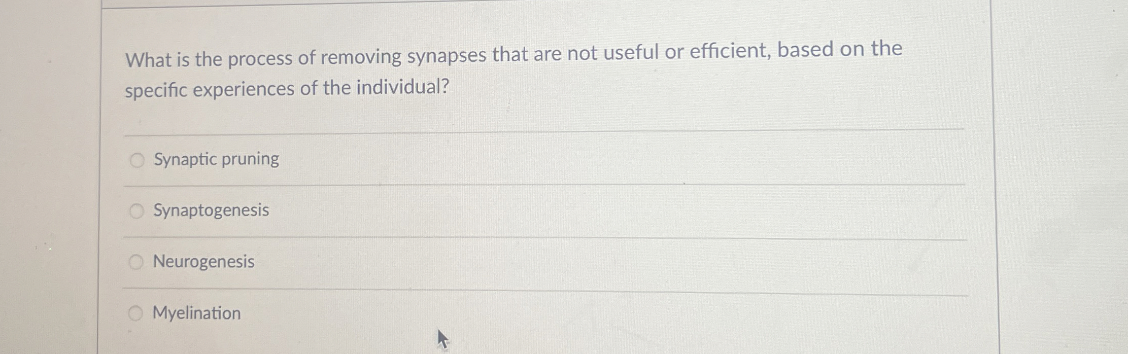 Solved What is the process of removing synapses that are not | Chegg.com