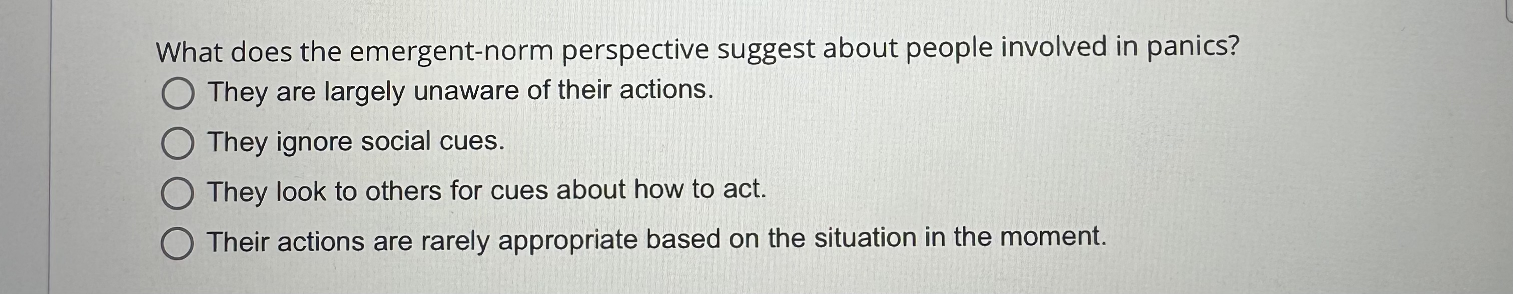 Solved What does the emergent-norm perspective suggest about | Chegg.com