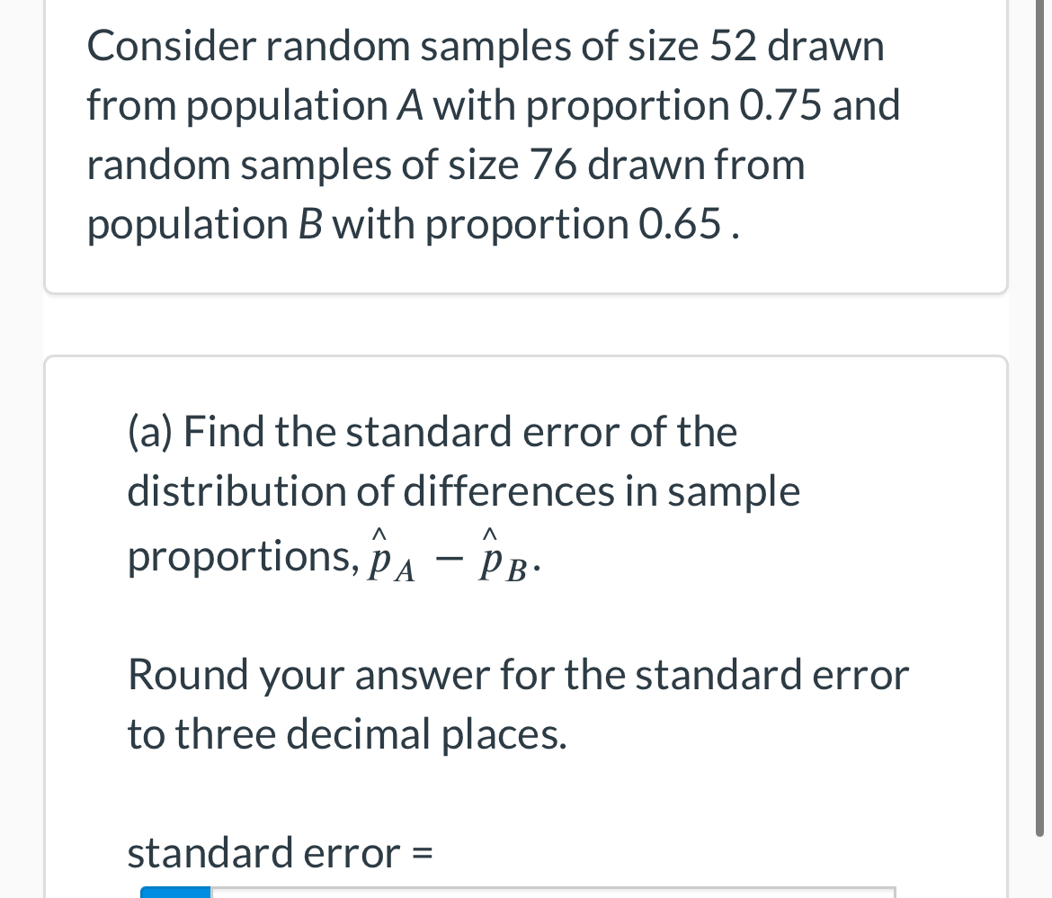 Solved Consider random samples of size 52 ﻿drawn from | Chegg.com