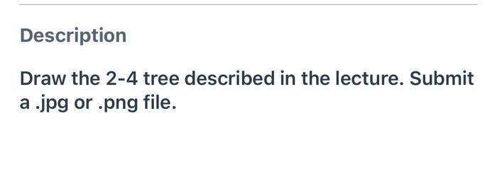 Solved Description Draw the 2-4 tree described in the | Chegg.com