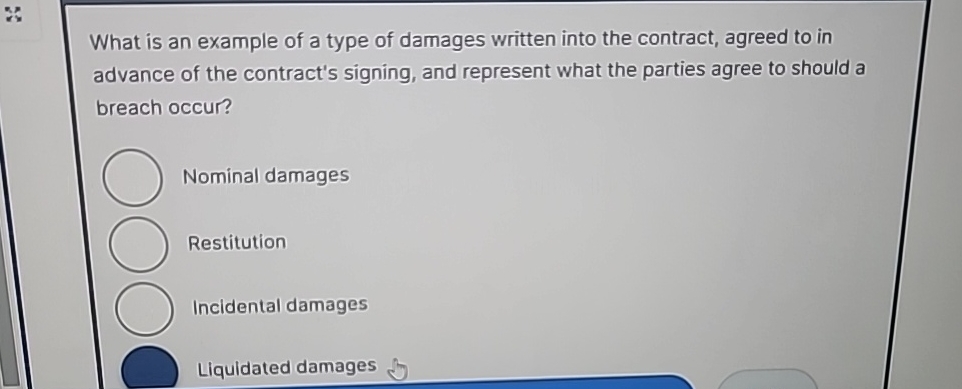 Solved What is an example of a type of damages written into | Chegg.com
