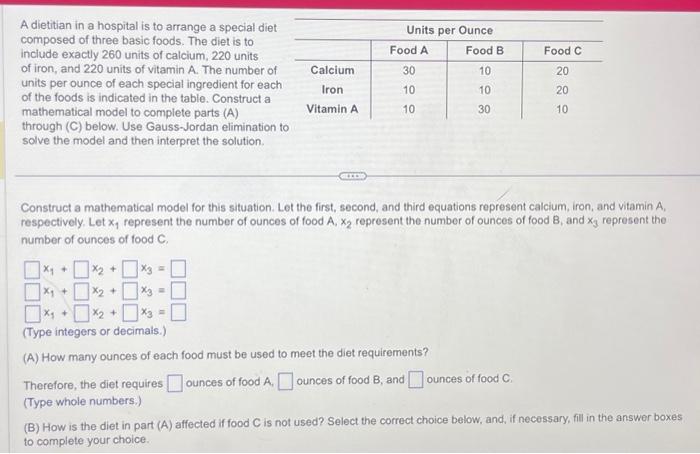 Solved A dietitian in a hospital is to arrange a special | Chegg.com