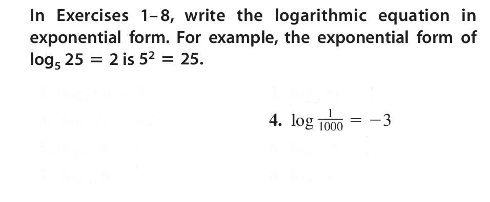 Solved In Exercises 1-8, ﻿write the logarithmic equation in | Chegg.com
