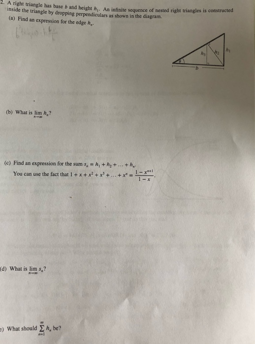 Solved 2. A right triangle has base b and height h. An | Chegg.com