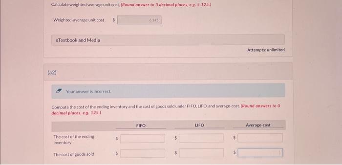 Solved Calculate weighted average unit cost, (Round answer | Chegg.com