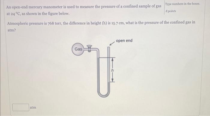 Solved An open-end mercury manometer is used to measure the | Chegg.com