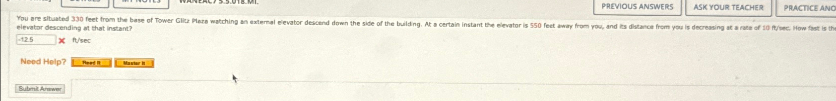 Solved elevator descending at that instant?ftsecNeed Help? | Chegg.com