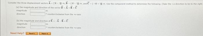 Solved Consider the three displacement vectors A = (51-31) | Chegg.com