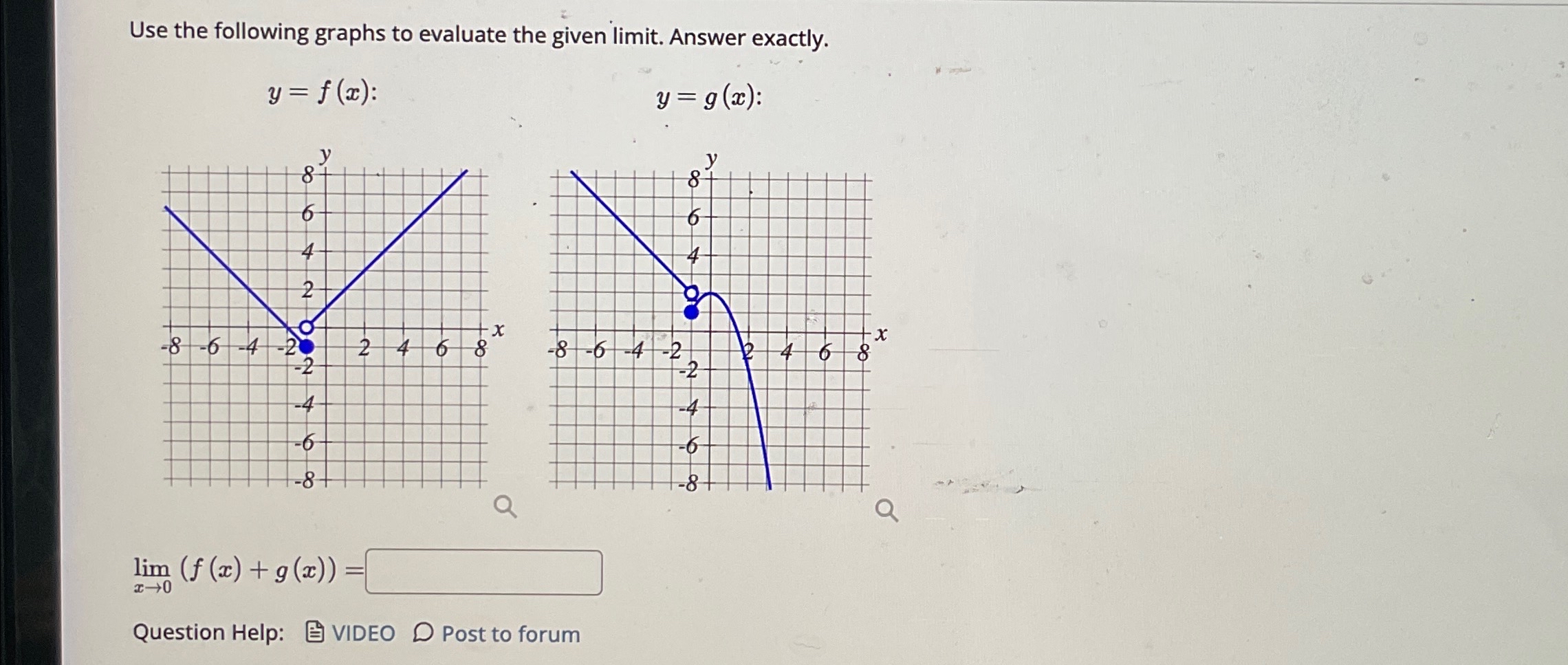 Solved Use the following graphs to evaluate the given limit. | Chegg.com