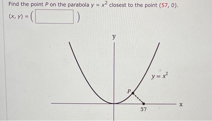 Solved Find the point P on the parabola y=x2 closest to the | Chegg.com