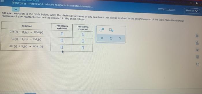 Solved Identifying oxidized and reduced reactants in a metal | Chegg.com