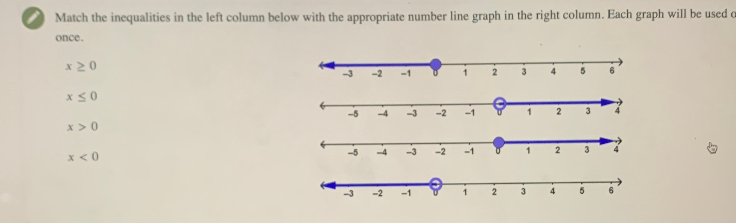 Solved Match the inequalities in the left column below with | Chegg.com