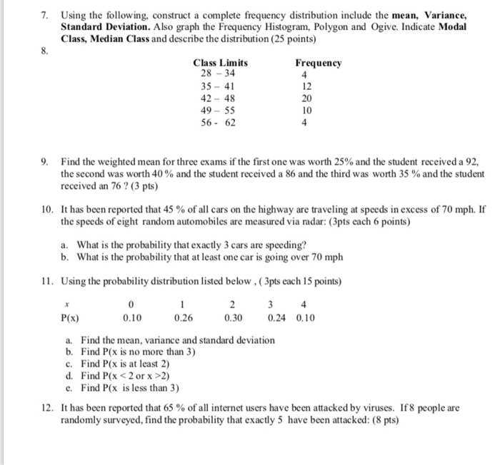 Solved 7. Using the following, construct a complete | Chegg.com
