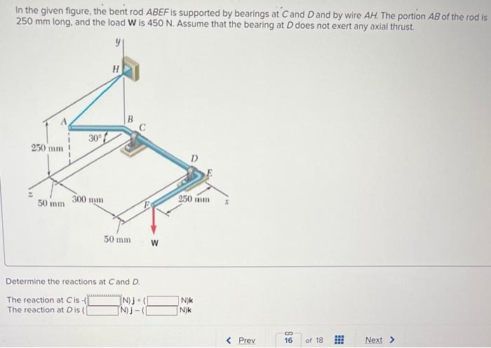 Solved In the given figure, the bent rod ABEF is supported | Chegg.com