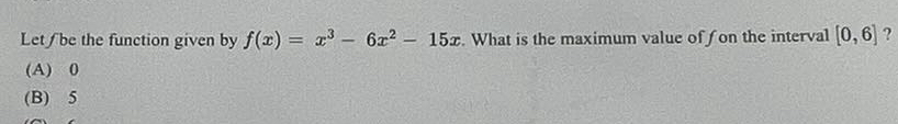 Solved Let f ﻿be the function given by f(x)=x3-6x2-15x. | Chegg.com