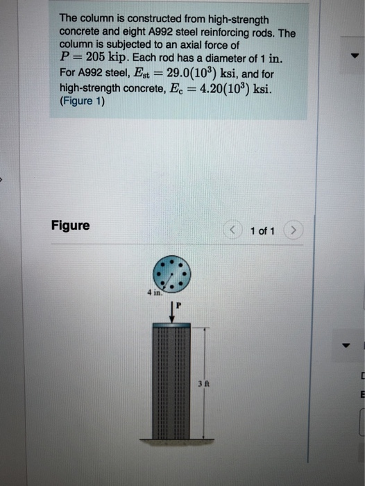 Solved The column is constructed from high-strength concrete | Chegg.com