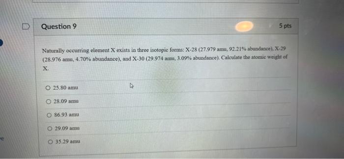 Solved Naturally occurring element X exists in three | Chegg.com