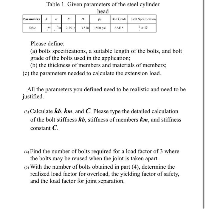 Solved Project: Safety Factors of Bolts in Real-life | Chegg.com