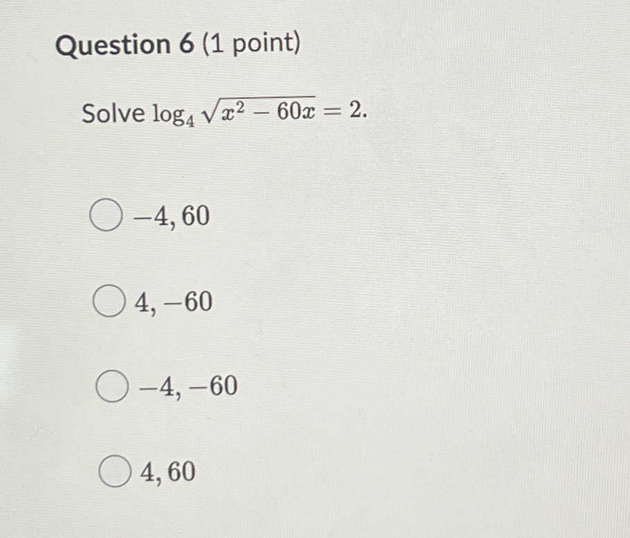Solved Question 6 (1 ﻿point)Solve | Chegg.com