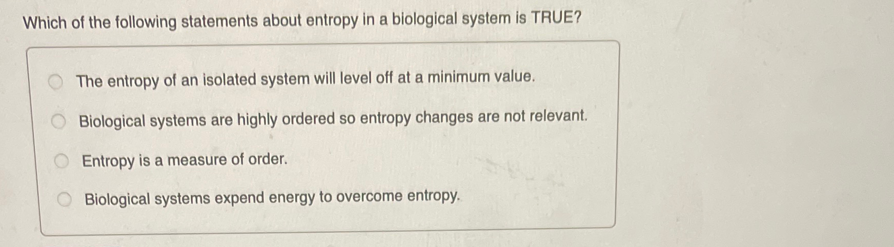 Solved Which of the following statements about entropy in a | Chegg.com