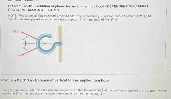 Solved Problem 02.010 - Addition of planar forces applied to | Chegg.com
