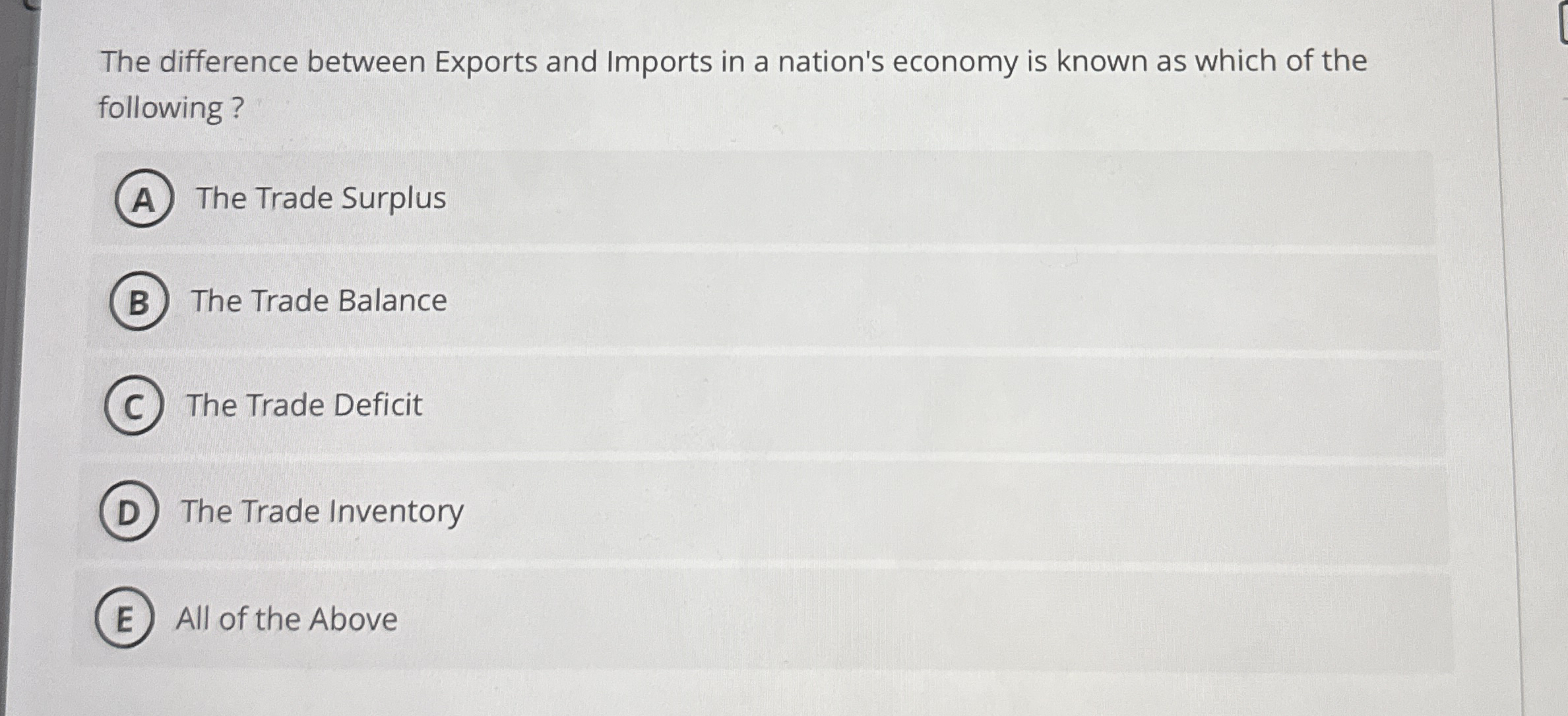 Solved The difference between Exports and Imports in a | Chegg.com