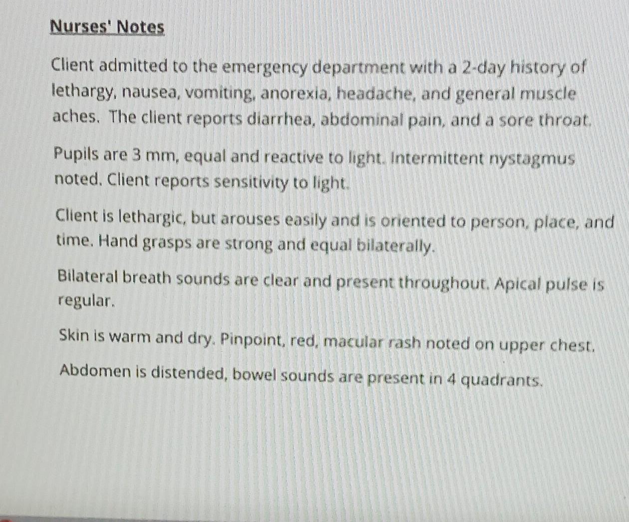 Solved Client admitted to the emergency department with a | Chegg.com