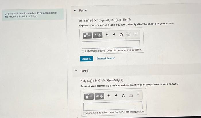 Solved Use the half-reaction method to balance each of the | Chegg.com