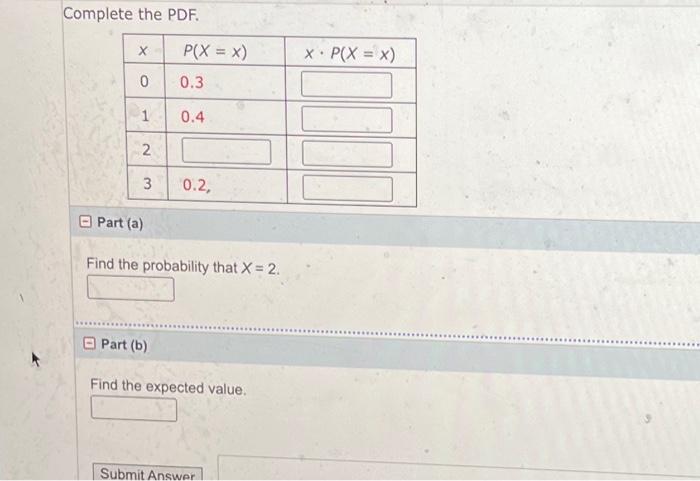 Solved Complete the PDF. Part (a) Find the probability that | Chegg.com