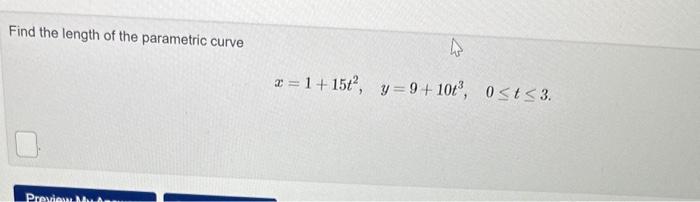 Solved Find the length of the parametric curve | Chegg.com