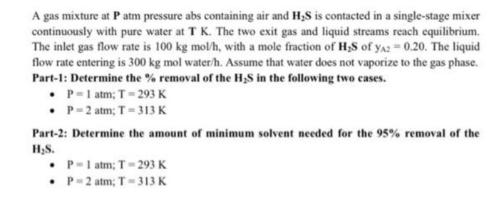 Solved A gas mixture at P atm pressure abs containing air | Chegg.com