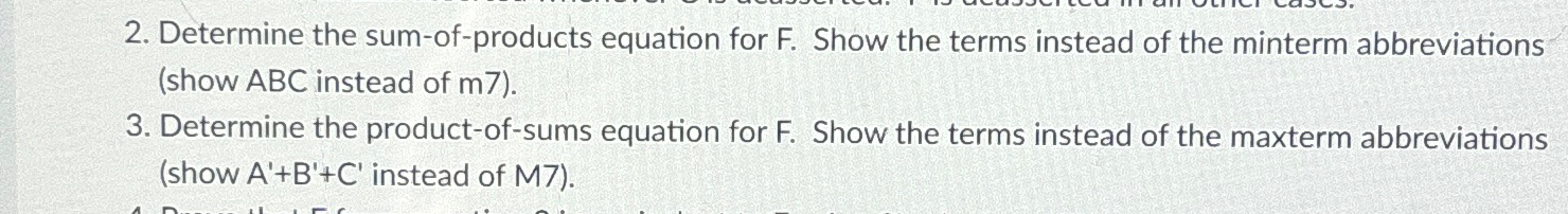 Solved Determine the sum-of-products equation for F. ﻿Show | Chegg.com