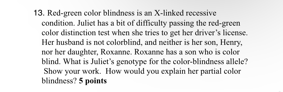 Solved Red-green color blindness is an X-linked recessive | Chegg.com