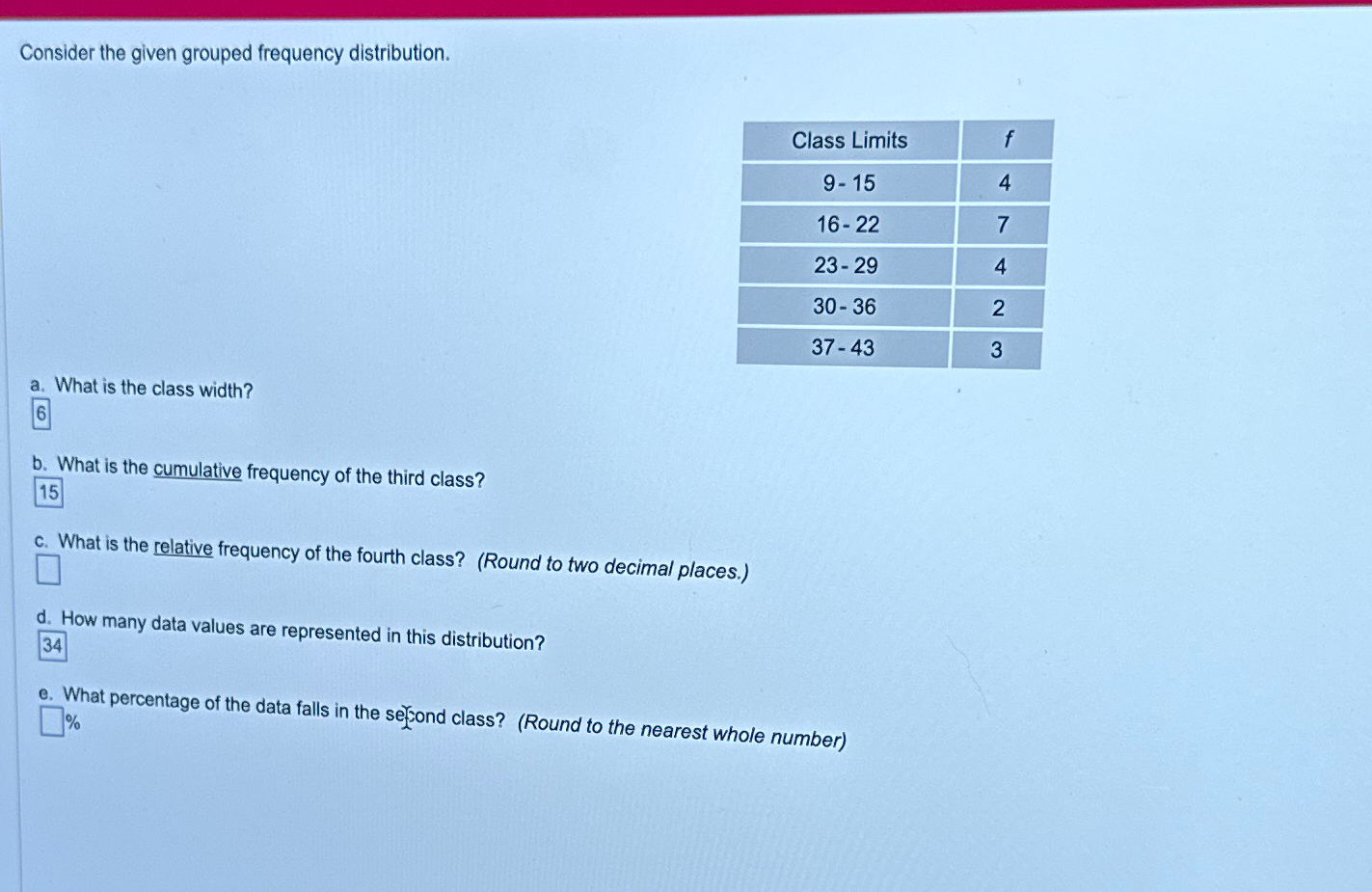 Solved Consider the given grouped frequency | Chegg.com