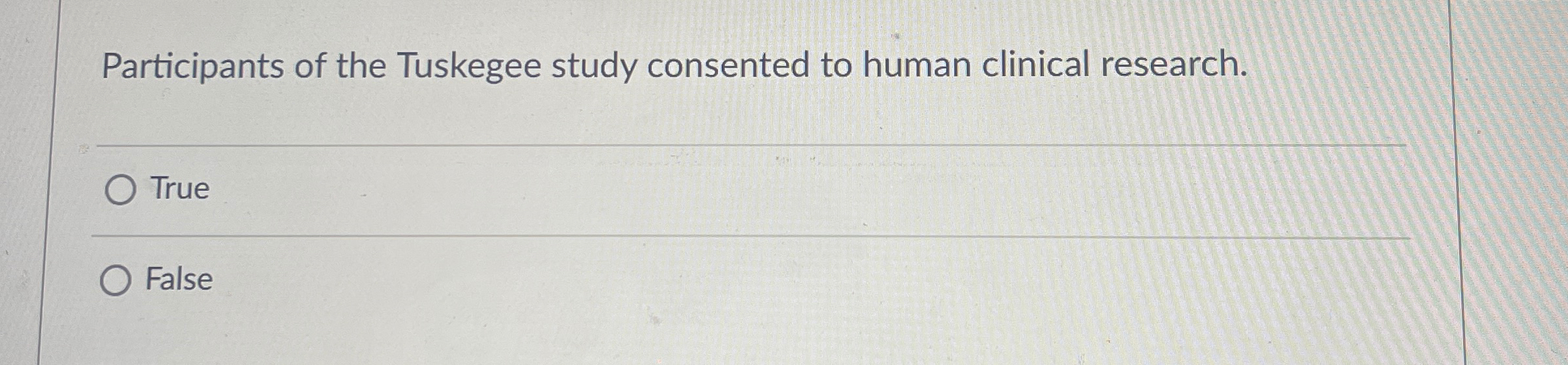Solved Participants of the Tuskegee study consented to human | Chegg.com